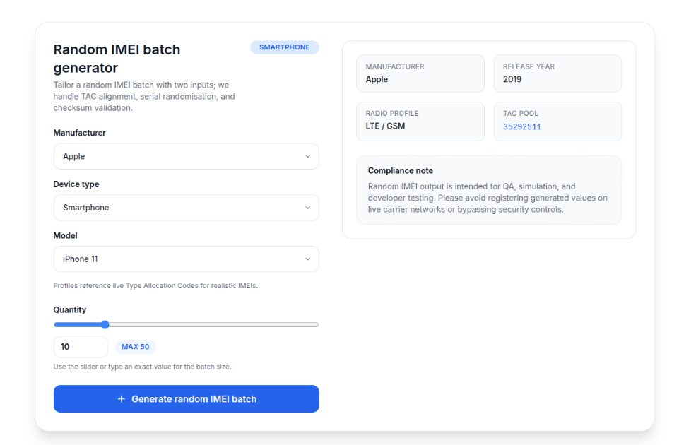 Random IMEI Generator | Random IMEI Tools